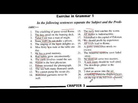 Subject & Predicate| Exercise #1 of Wren & Martin's High English Grammar | Solved Exercise ...