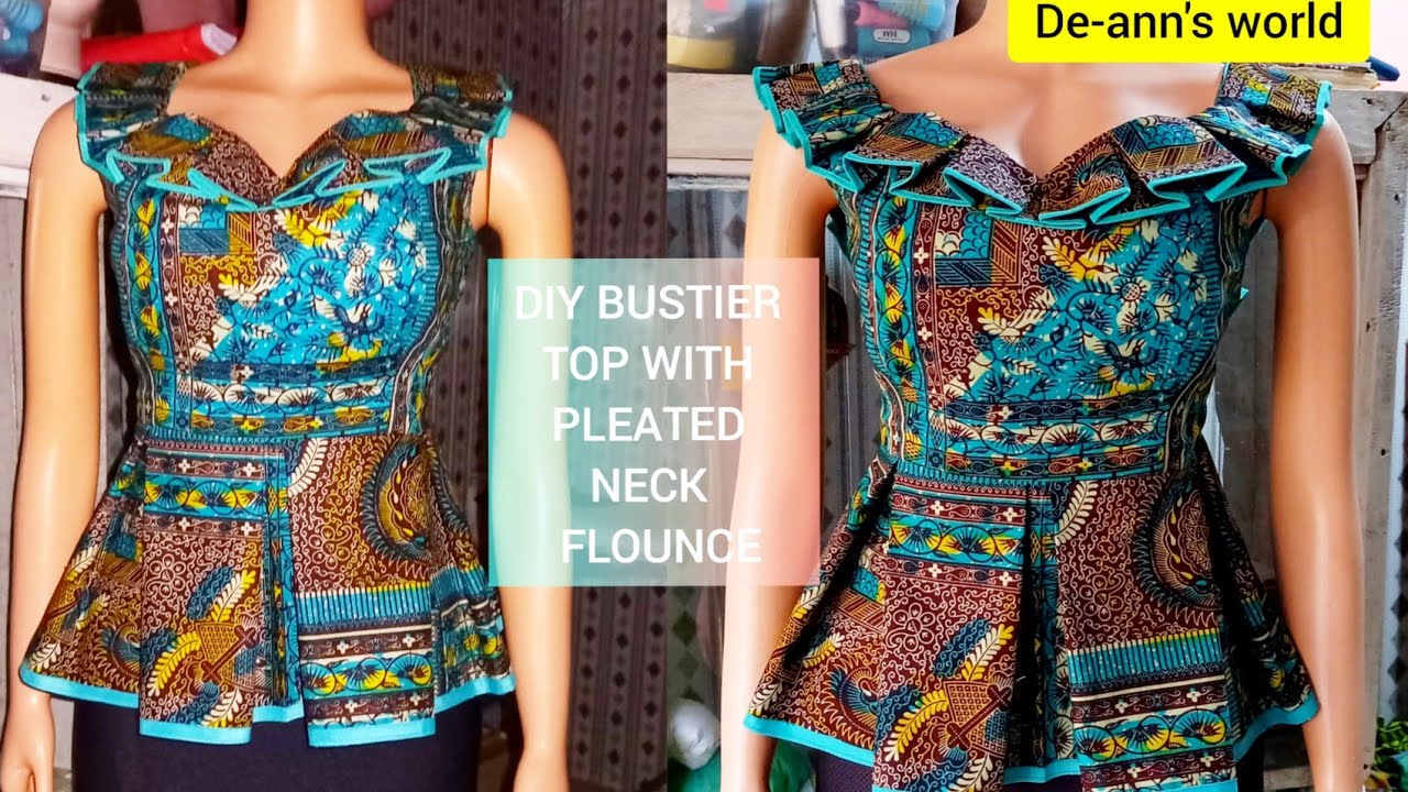 How to cut and sew bustier top with pleats and neck pleats - YouTube