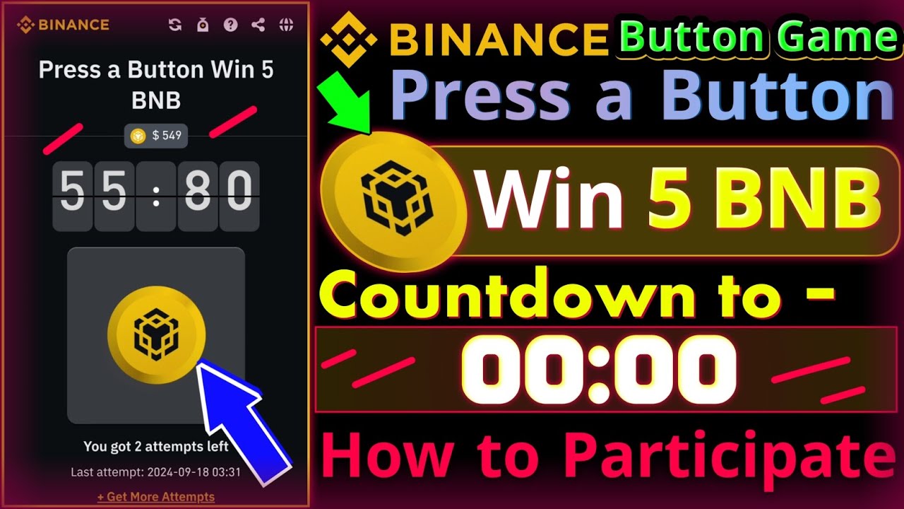 Binance Button Game || Press a Button Win 5 BNB || Countdown to 0 Second - YouTube