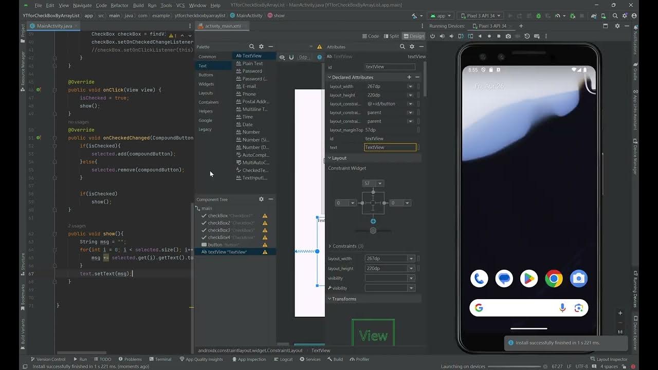 android studio 教學 checkbox 與以arrayList 來存放被選擇的物件 - YouTube
