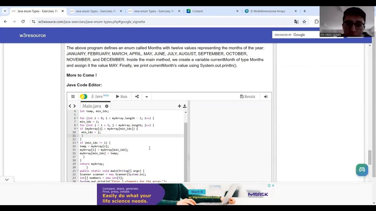 Selection Sort java code - YouTube