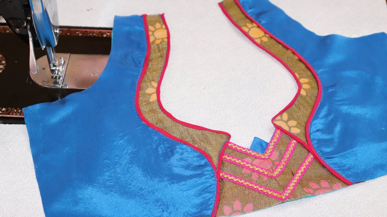 Latest Patch Work Blouse Back Neck Design Cutting and Stitching at home ...