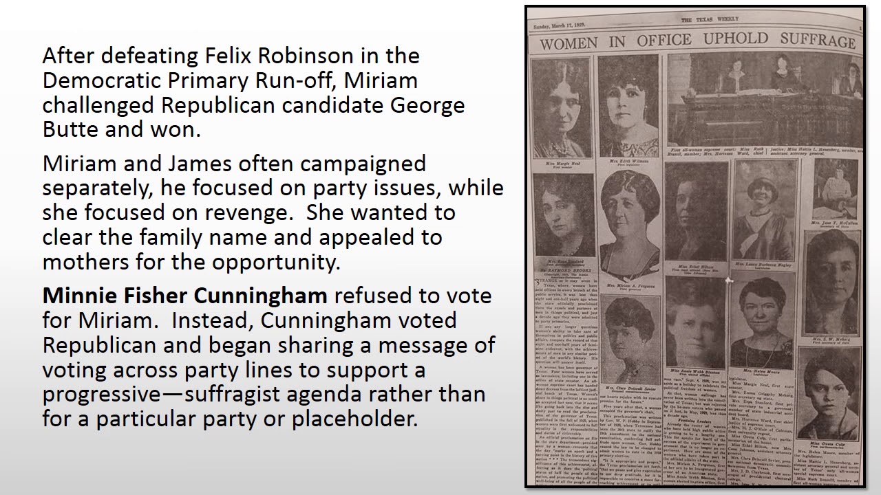 Texas Women's History: Miriam Ferguson - YouTube