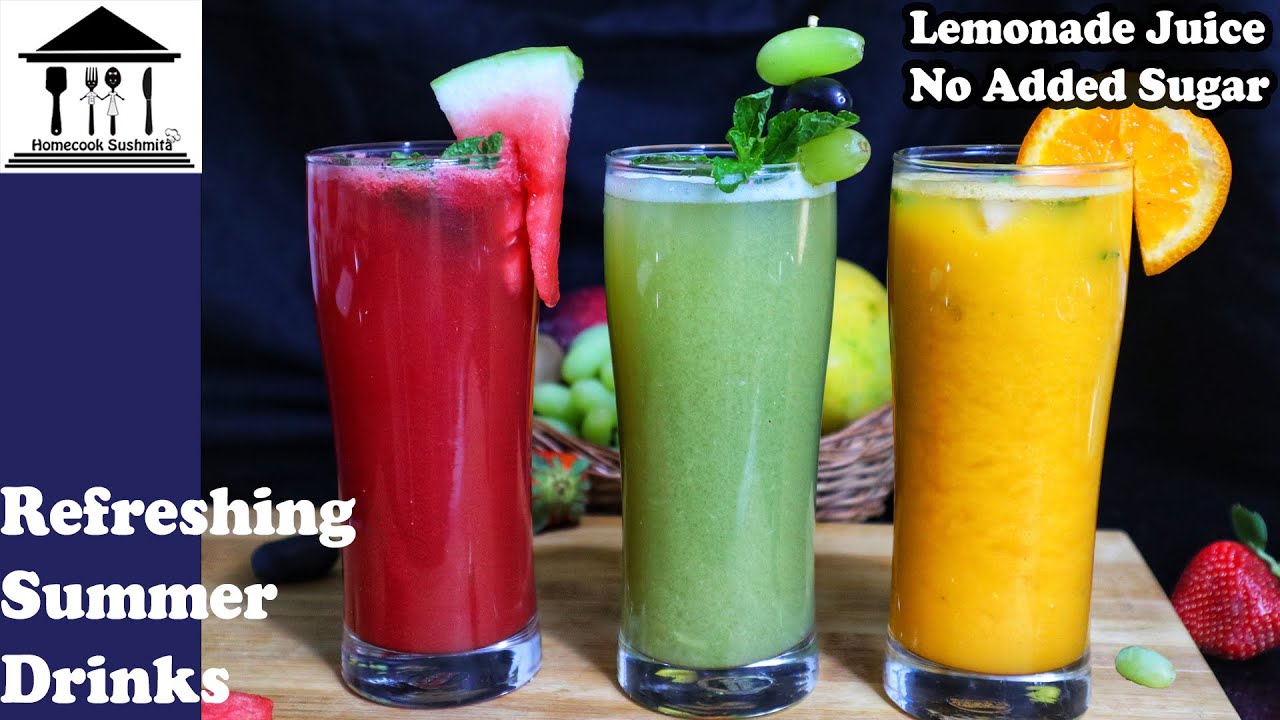 Refreshing Healthy Summer Drinks |3 Easy Fruit juice Recipes |Lemonade ...