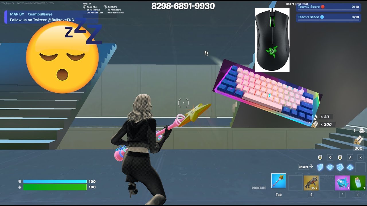 😴ASMR Fortnite Satisfying 💤 1V1 Piece control map📦 Drop carina Keyboard ...