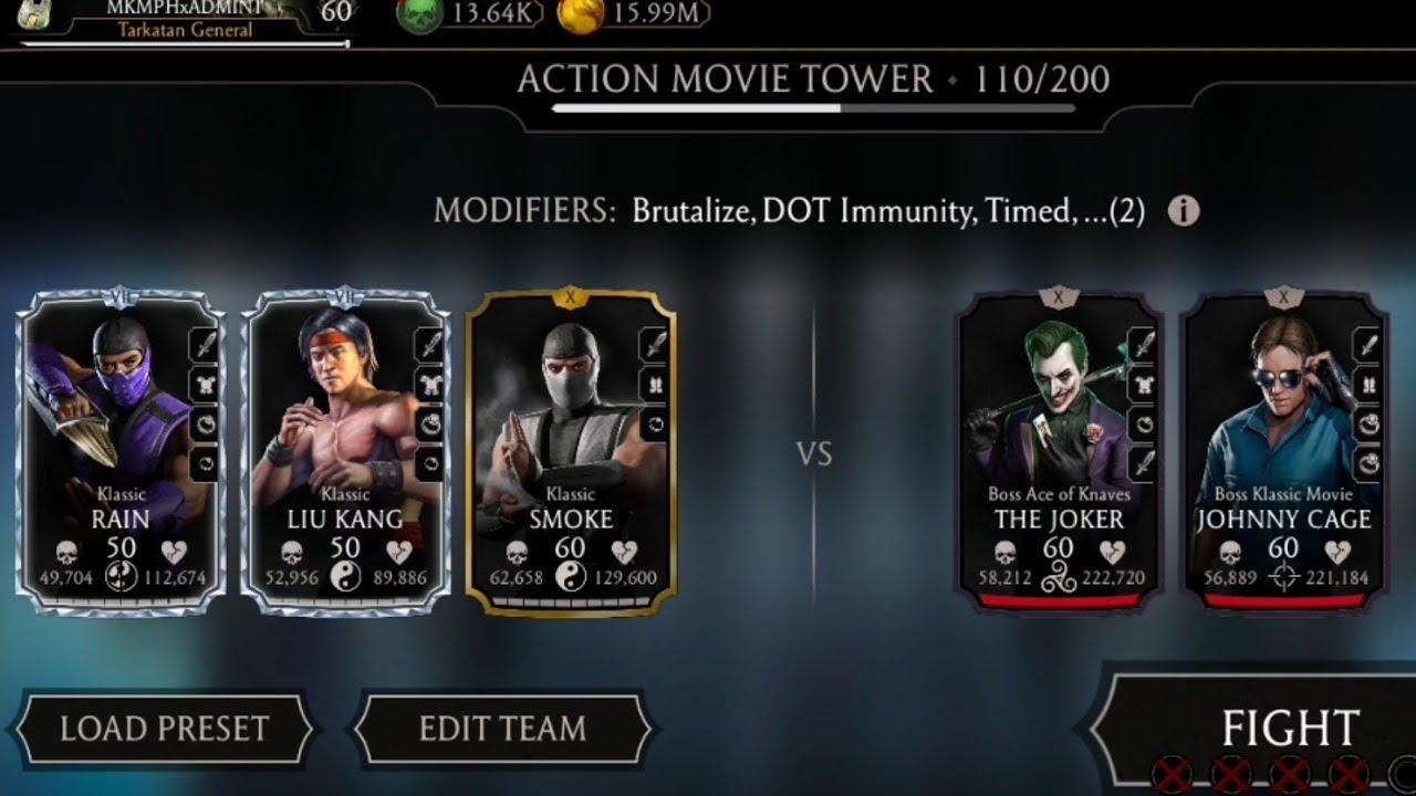 ACTION MOVIE NORMAL TOWER BOSSES 110 GAMEPLAY + REWARD I MK MOBILE ...