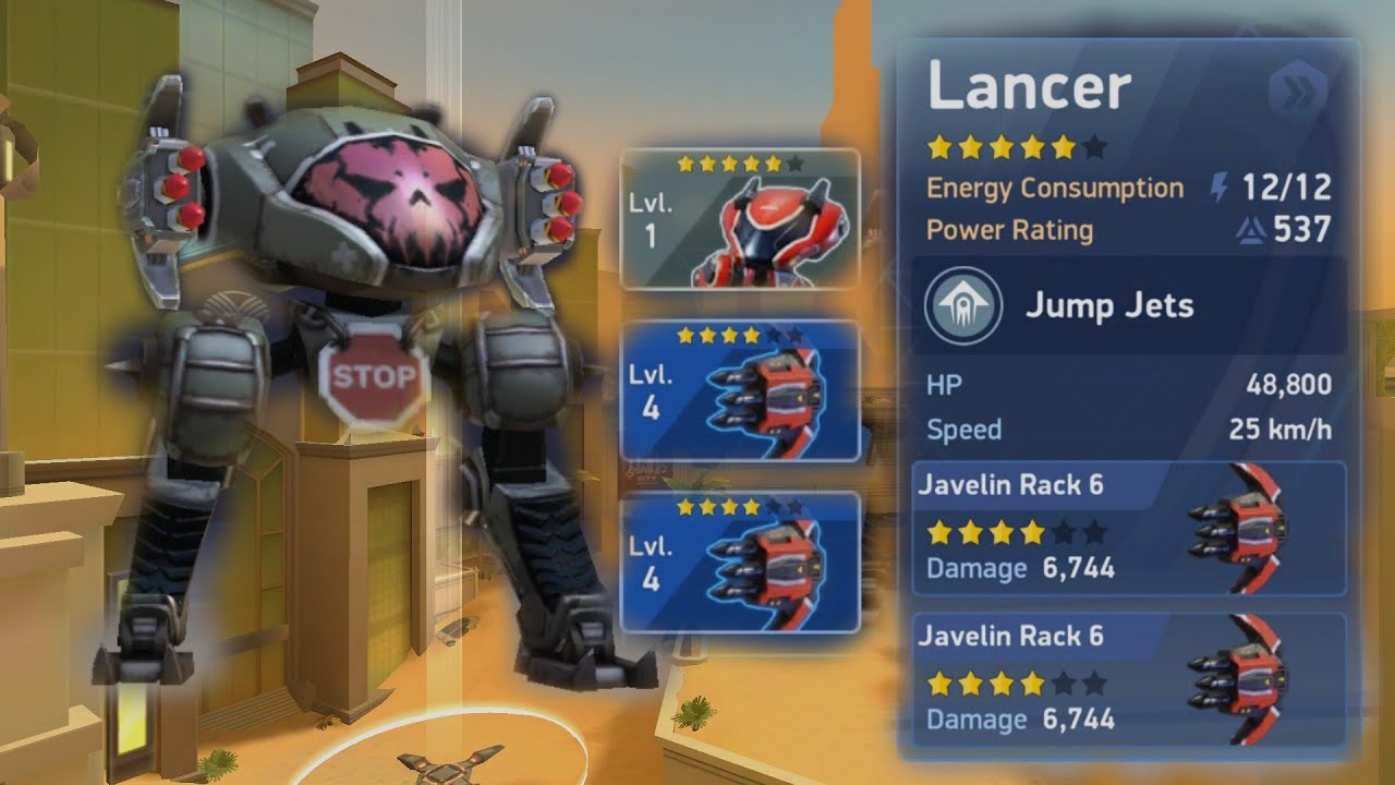 Mech Arena lancer Upgrade Rank||Energy 12||Javelin Rack 6 gameplay😍 ...