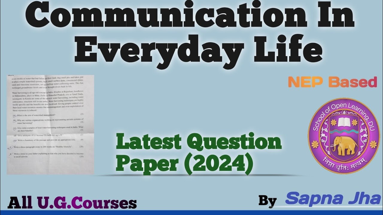 Question Paper| Communication In Everyday Life|Exam Pattern|Nep Based|# ...