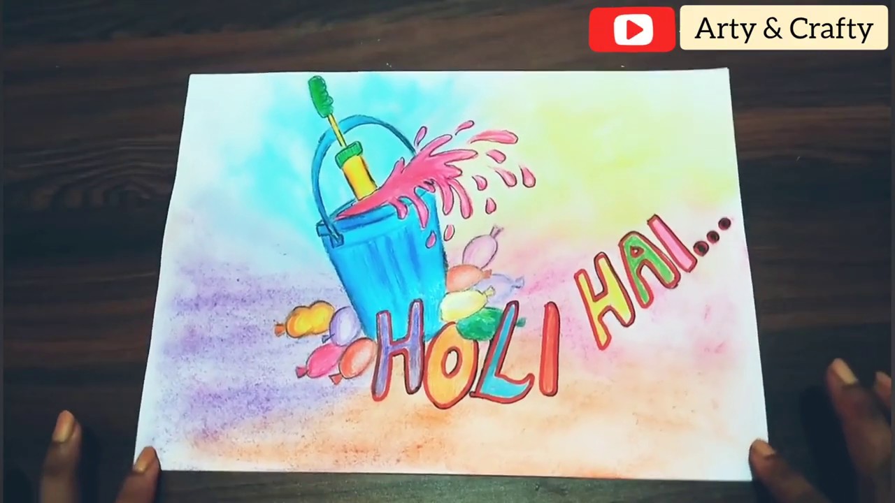 Easy Drawing on Holi 2020 /How to Draw Holi Festival for Kids / Holi ...