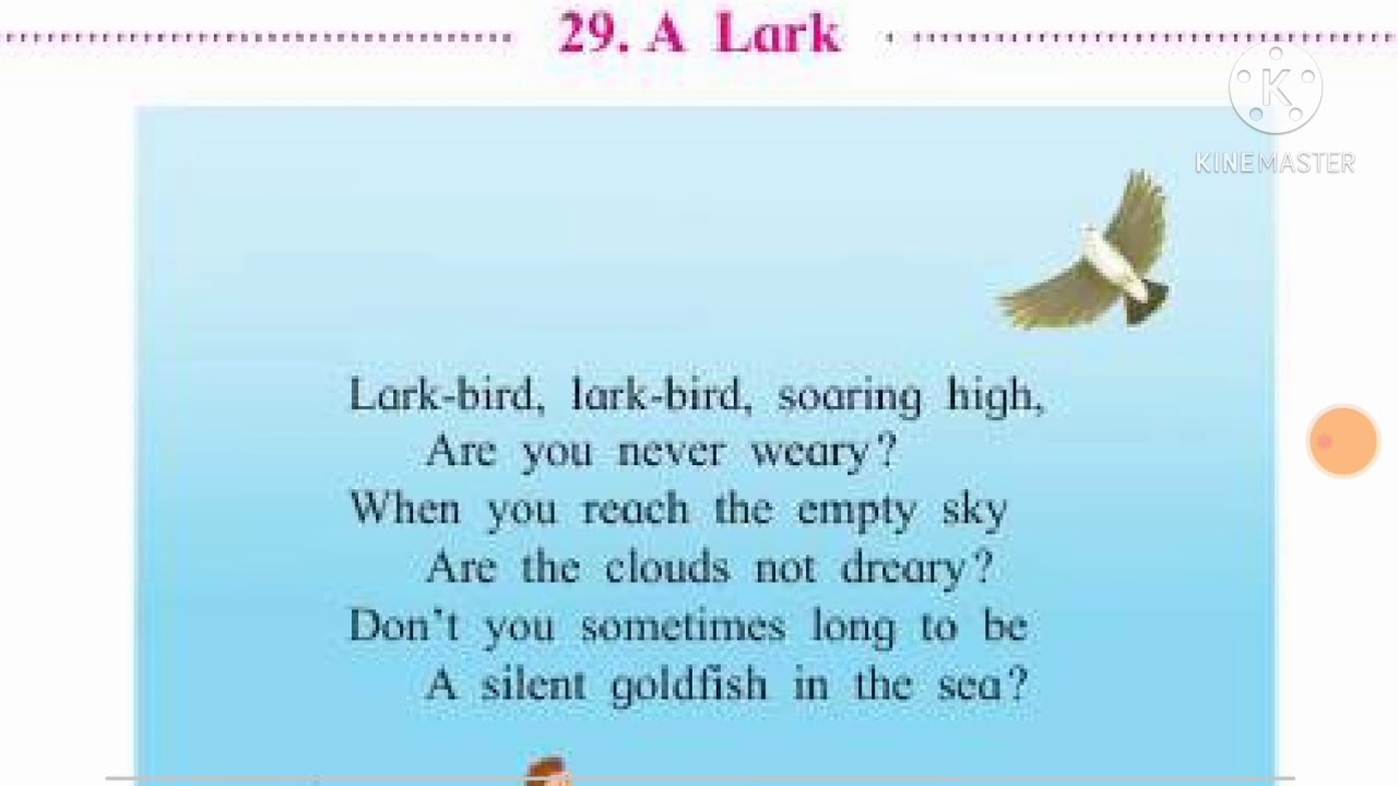@swatisclasses STD 5 English Unit 4 Poem no-29. A Lark - YouTube