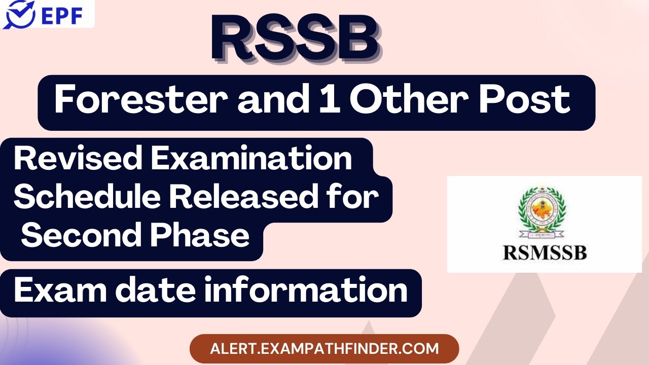 RSSB || Forester and 1 Other Post || Revised Examination Schedule Released for Second Phase ...