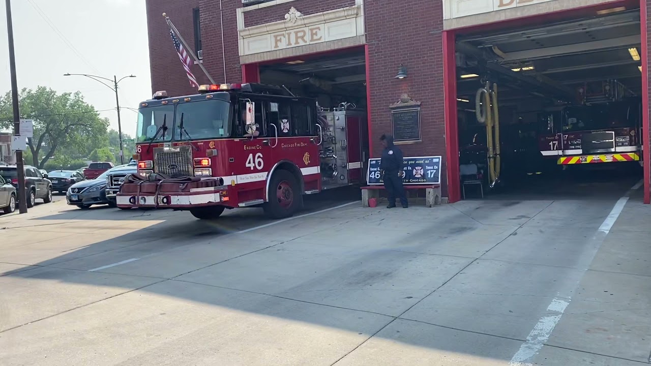 Chicago Fire Department Engine 46 & Truck 17 responding to a working ...