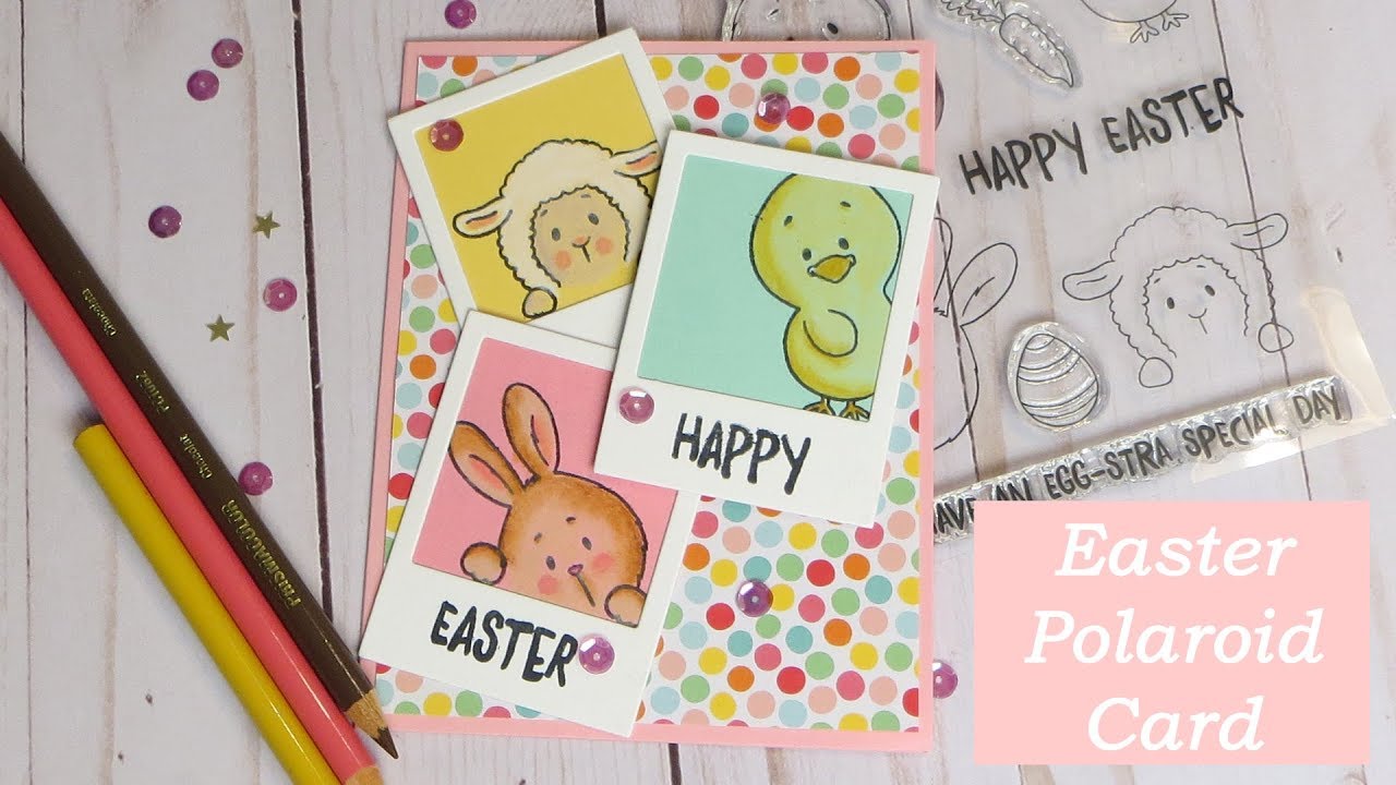 Easter Polaroid Card Tutorial | Gerda Steiner Stamps | Colored Pencils & Gamsol Blending - YouTube