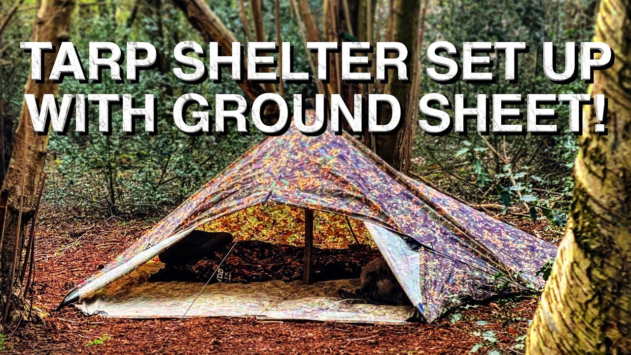 HOW TO MAKE A TARP TENT SHELTER! | WILD CAMPING & SPIT ROAST PORK ...