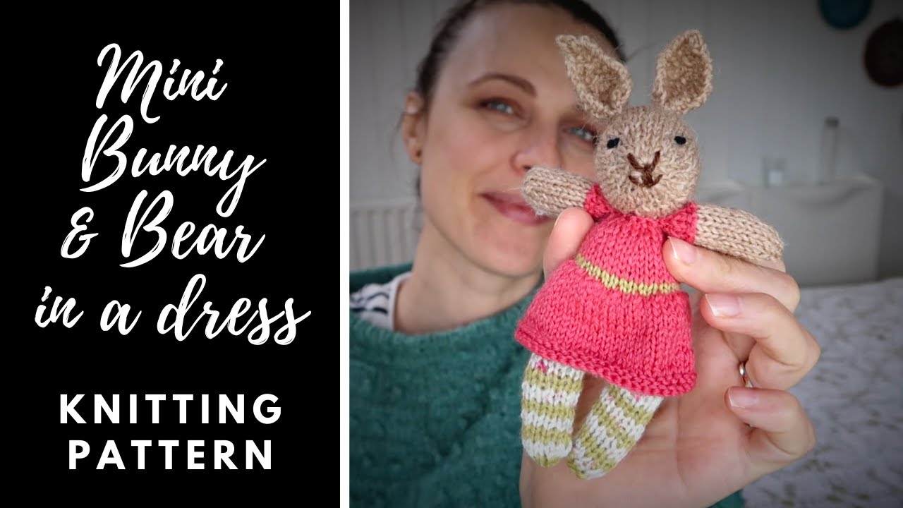 Mini Bunny and Bear in a dress by Julie Williams // baby knits knitting ...