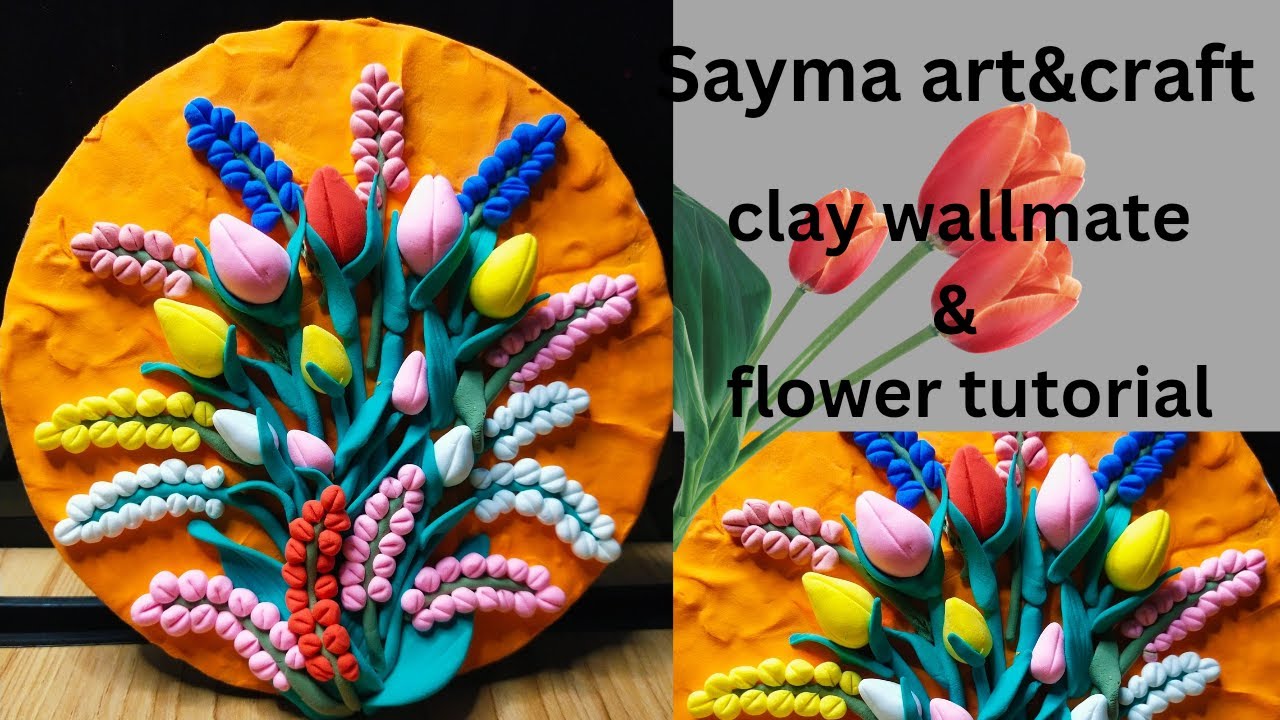How to make clay Tulip flower tutorial || clay wall decoration idea ...