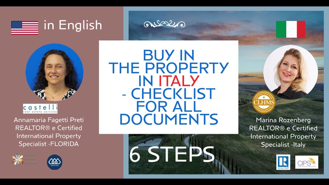 Checklist for buying the property in Italy Document's - 6 steps for ...