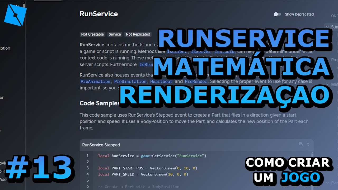 RUNSERVICE, MATEMÁTICA & RENDERIZAÇÃO - ROBLOX STUDIO DO BÁSICO AO ...