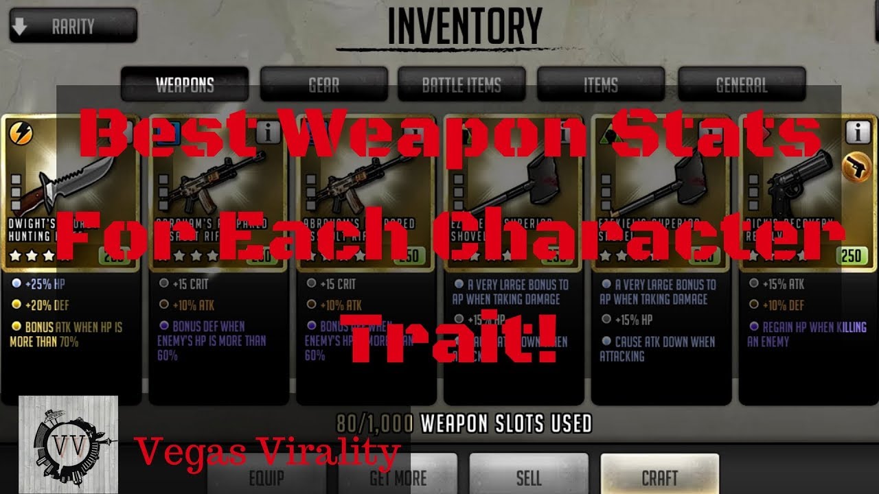 TWD RTS Armory - Best Weapon Upgrade Stats For Each Character Trait ...