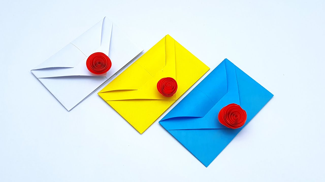 Beautiful Paper Envelope Making With Rose Flower - Easy Super Envelope ...