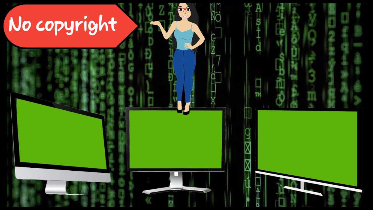 Hacker pc monitor/LCD no copyright green screen video - YouTube