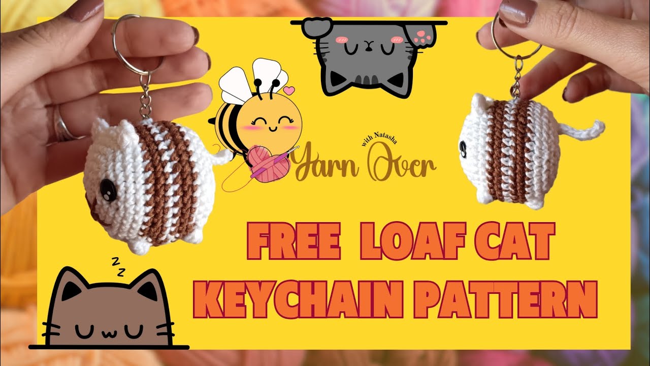 How to crochet a loaf Cat keychain holder - free pattern - YouTube