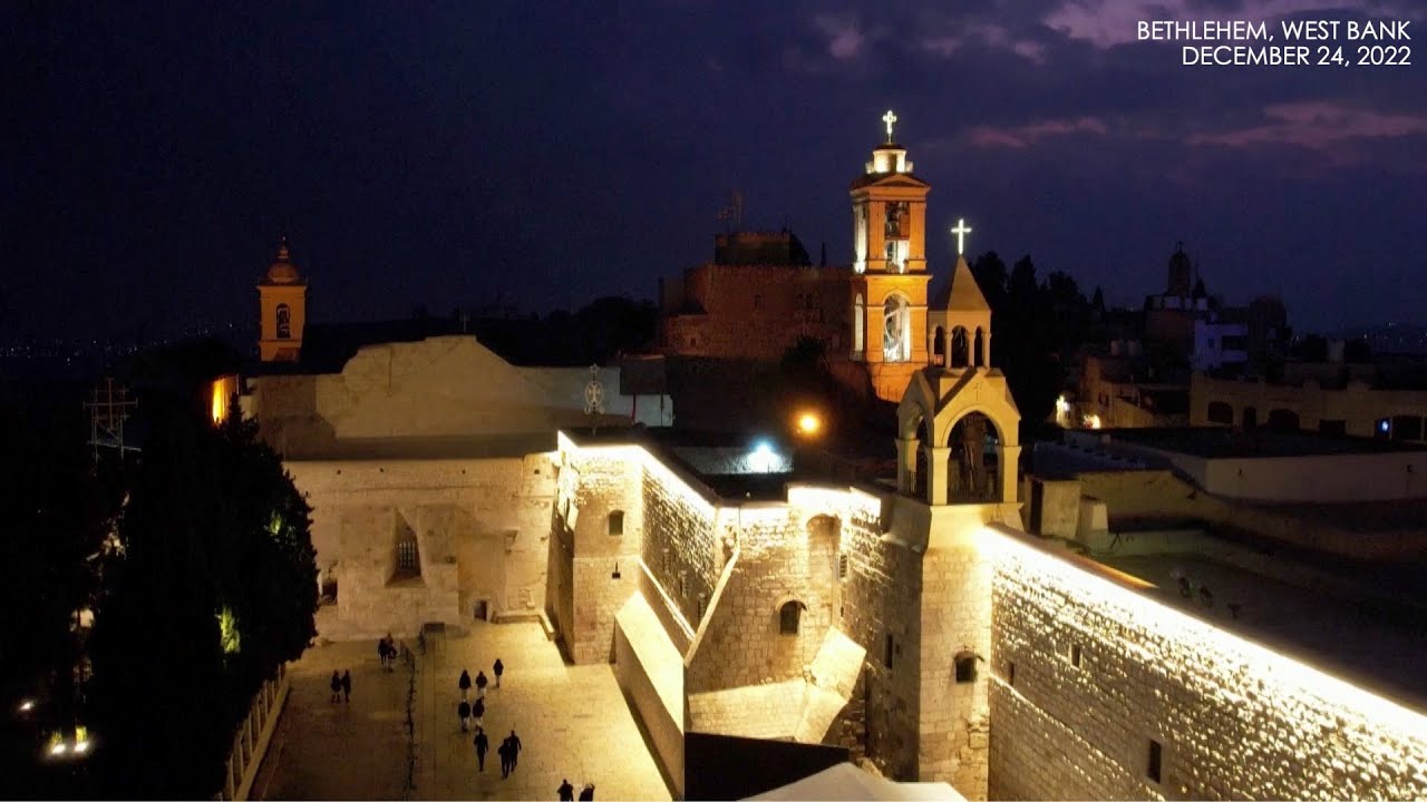 Drone view of Bethlehem as the city wakes up to a festive Christmas Eve ...