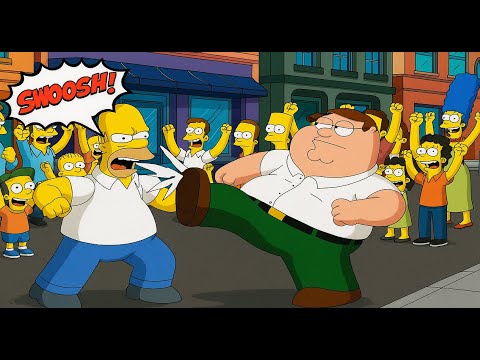 Homer Simpson vs Peter Griffin: Funny Cartoon Fight Full of Punches ...