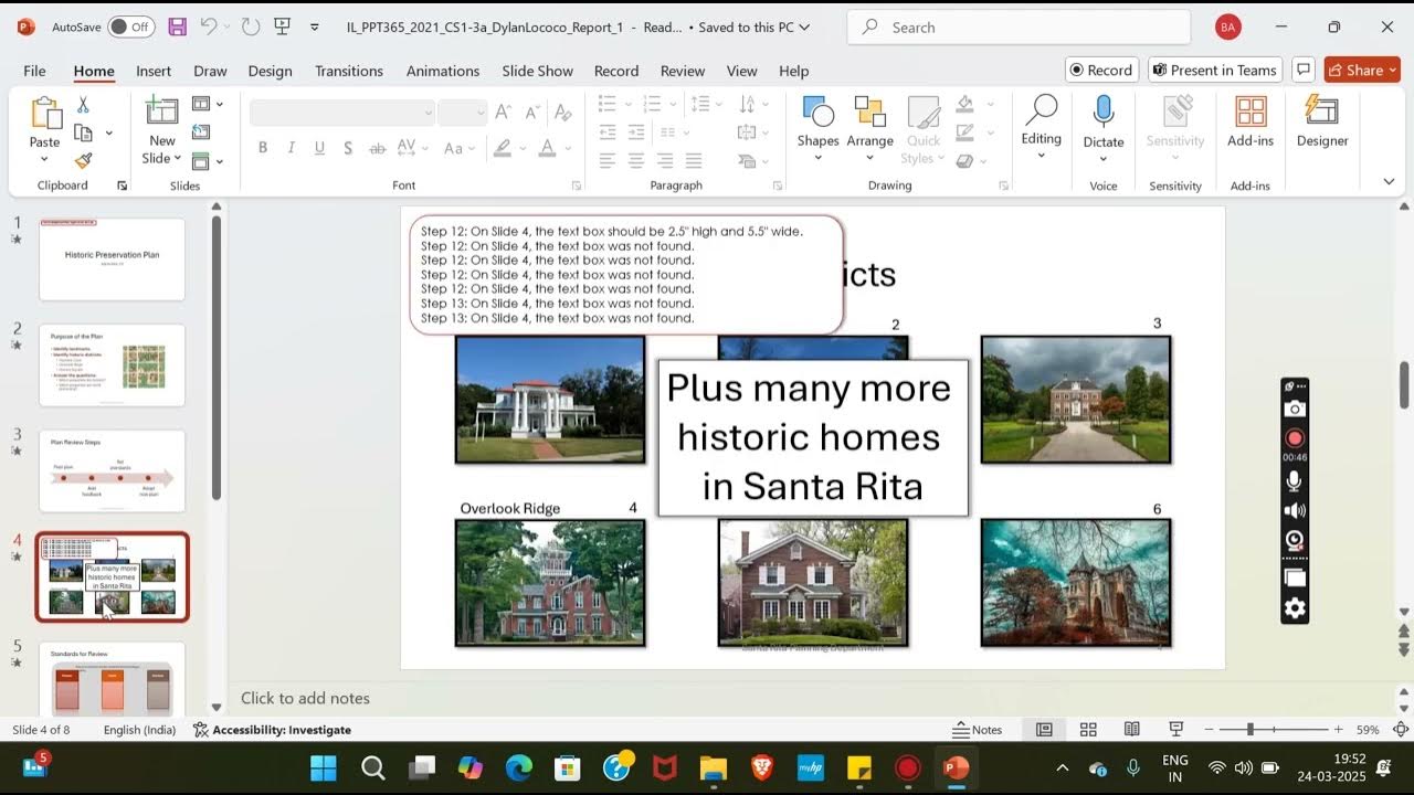 PowerPoint Modules 1-3 SAM Capstone Project 1a | Historic Preservation ...
