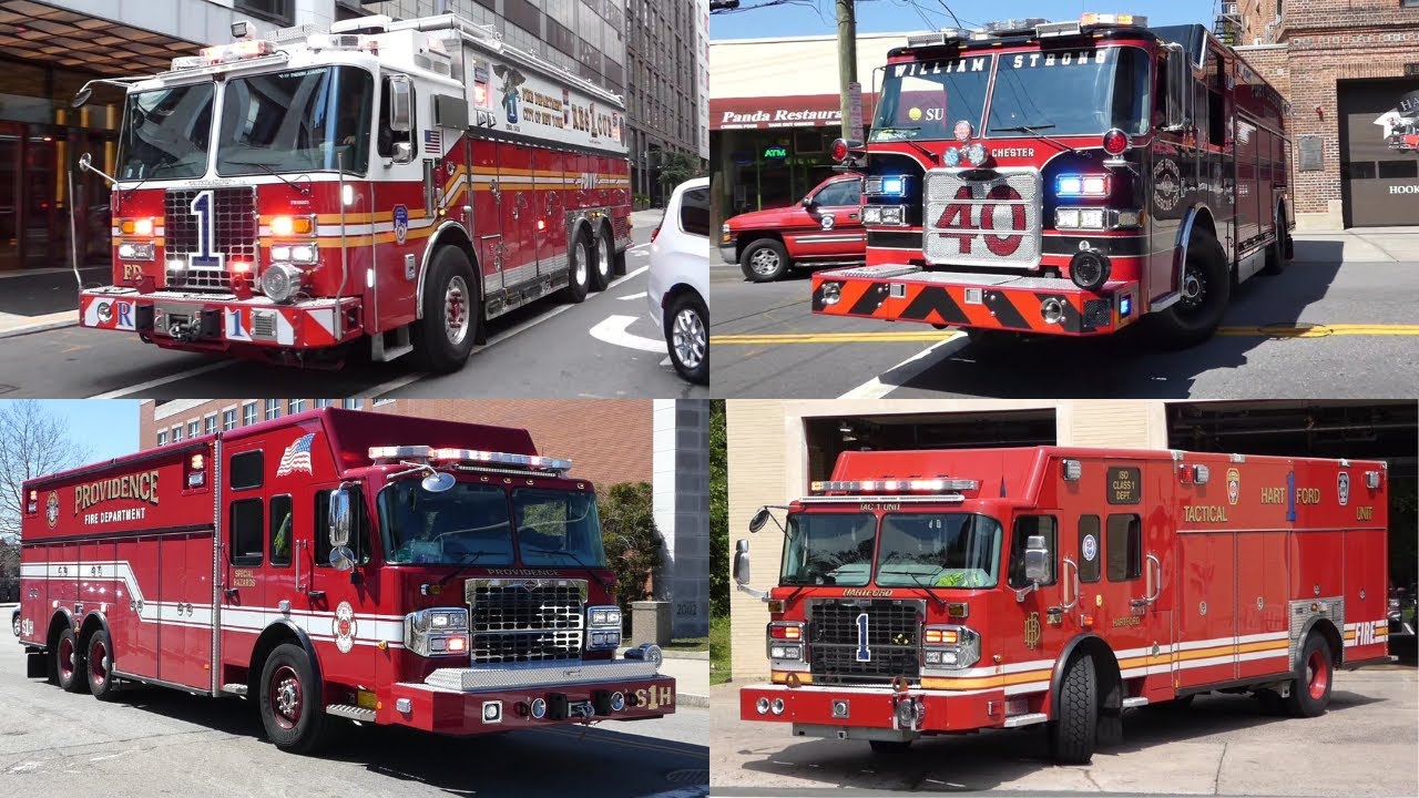 Fire Trucks Responding Compilation - Rescues and Squads - YouTube