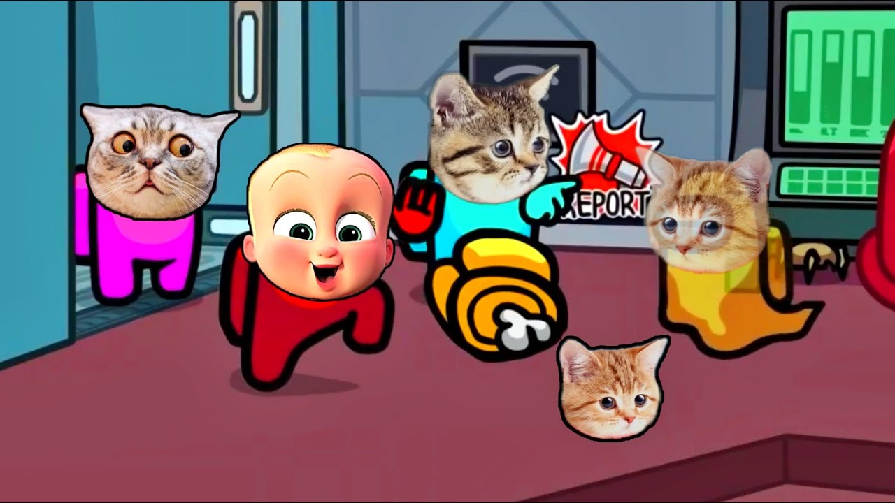 (Boss Baby and Cute Cats) Among Us distraction dance animation - YouTube