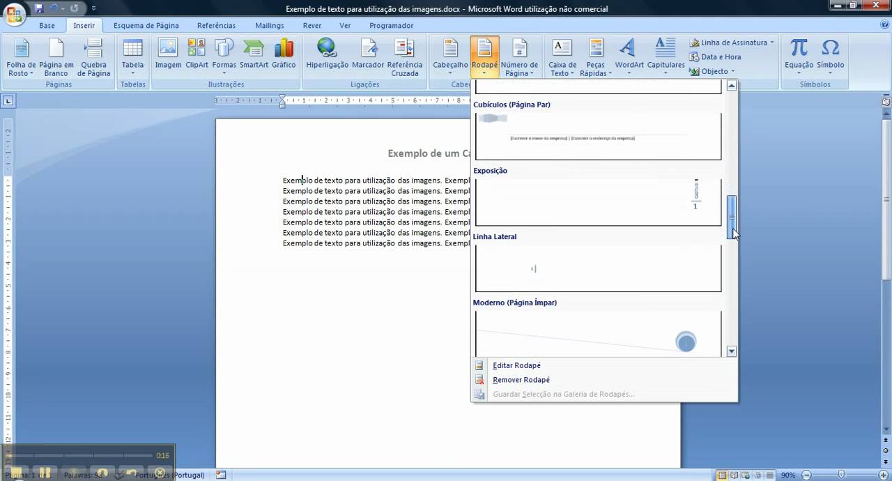 Inserir Rodapé no Word - YouTube