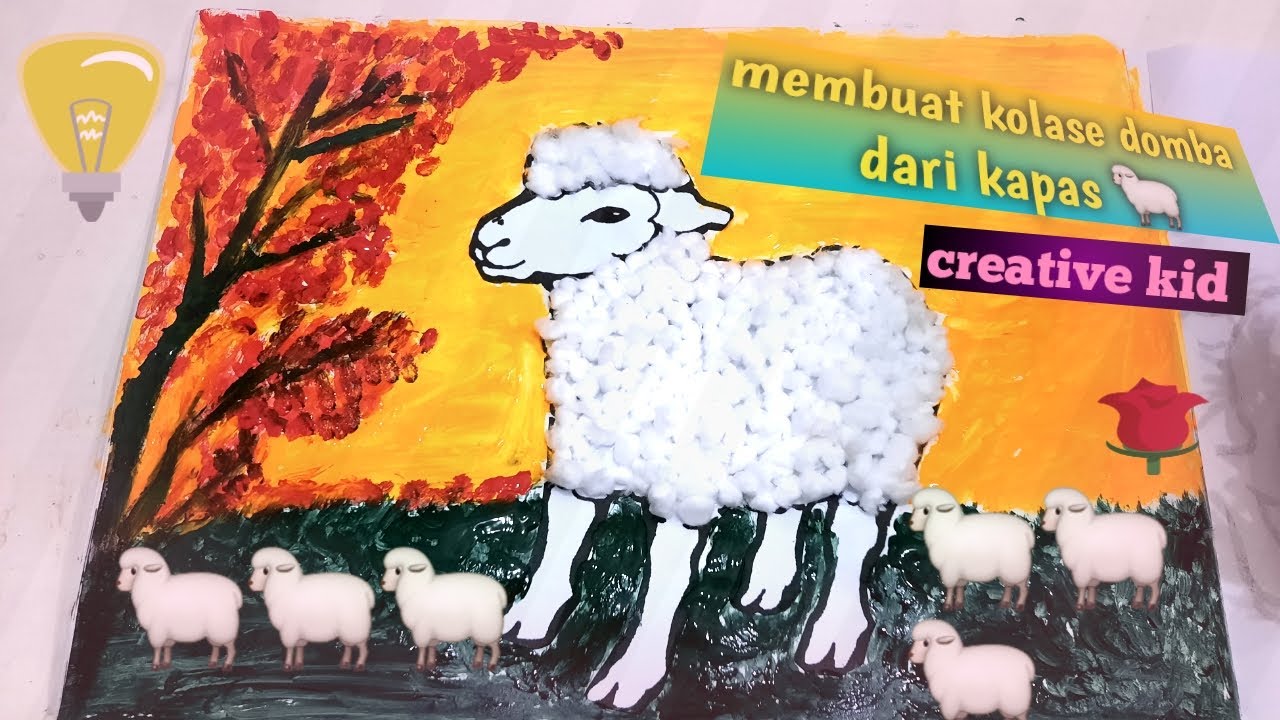 membuat kolase domba dari kapas - YouTube