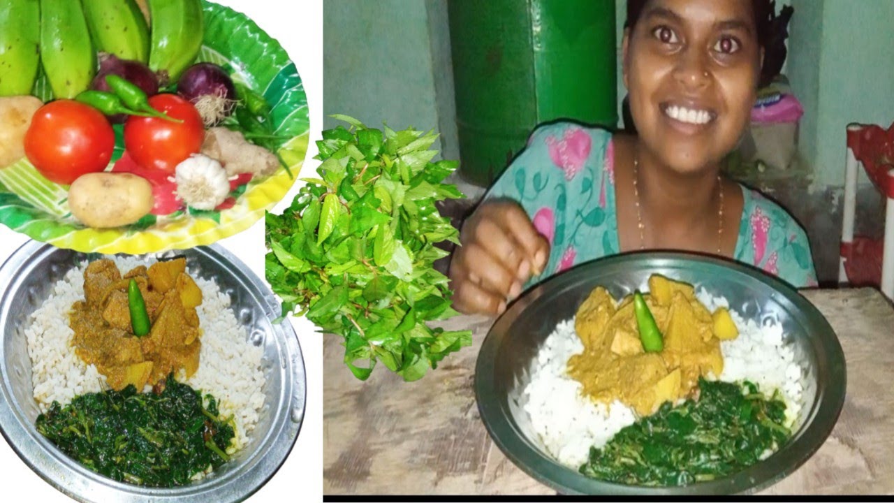eating raw banana potato curry with, pat saag #jhgaribeater - YouTube