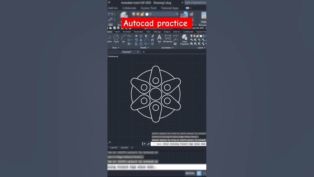 AutoCad practice Drawing | Autocad 2d tutorial for beginners | Drawing ...