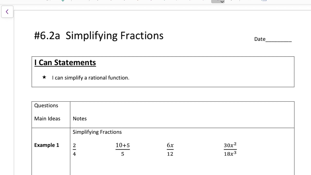6.2a Simplifying Rational Fractions - YouTube