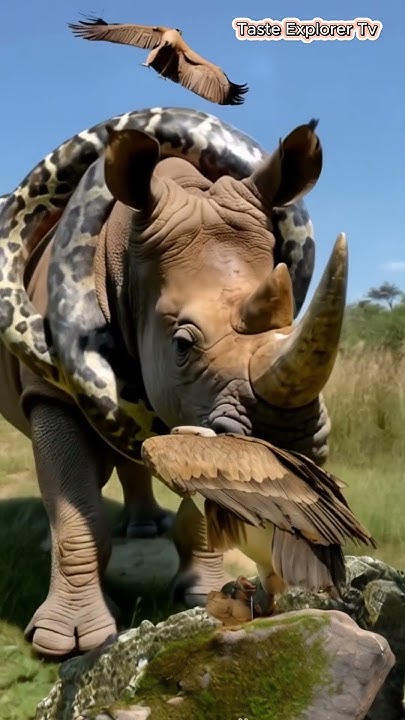 Rhinos vs a giant python, bald eagle #tasteexplorertv #shortsvideo # ...