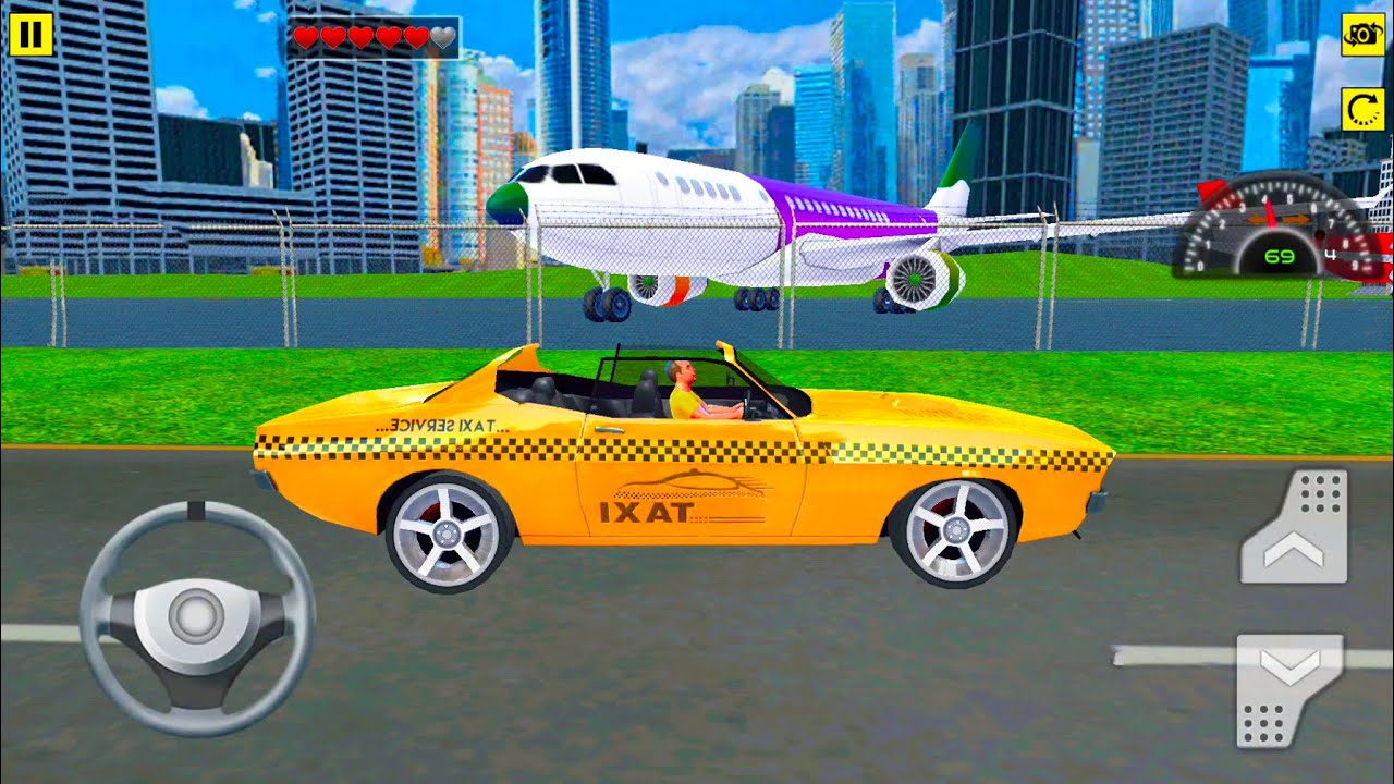 Offroad and City Taxi Driving Simulator #9 - Yellow Roofless Car ...