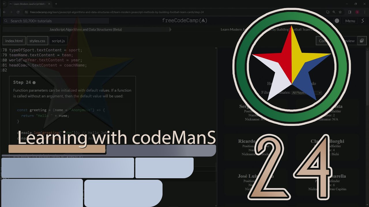 Learn Modern JavaScript Methods by Building Football Team Cards: Step ...