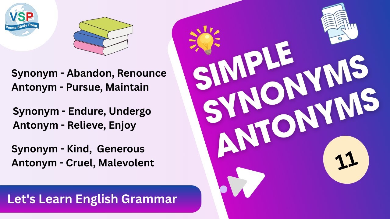 Simple Synonyms & Antonyms with Sentences 🏅 | Learn English the Smart ...