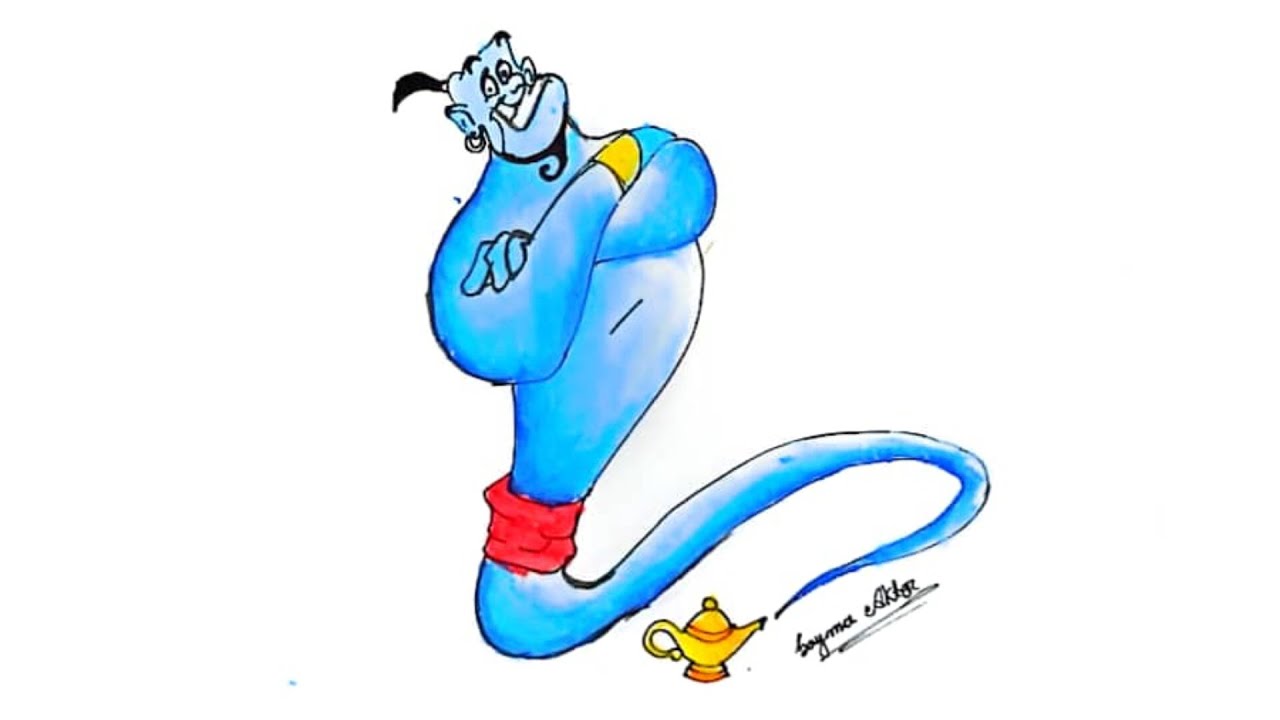 Genie drawing | Aladdin | Disney cartoon | easy drawing | Sayma's Art ...