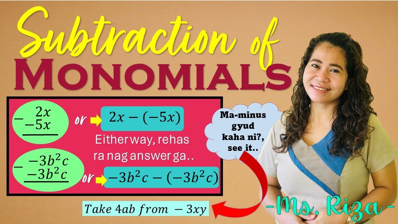 Subtraction of Monomials | BISDAK, dria ta! - YouTube