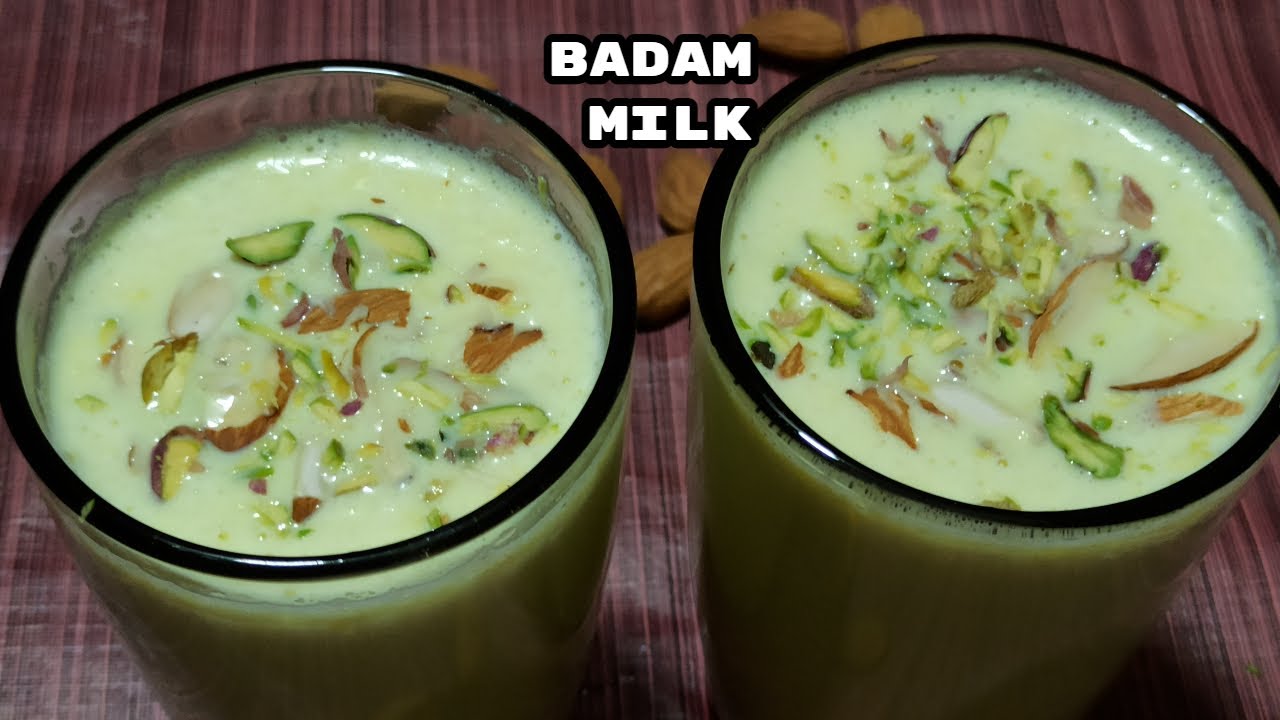 Badam Milk | Badam Palu recipe in telugu | How to make badam milk at ...