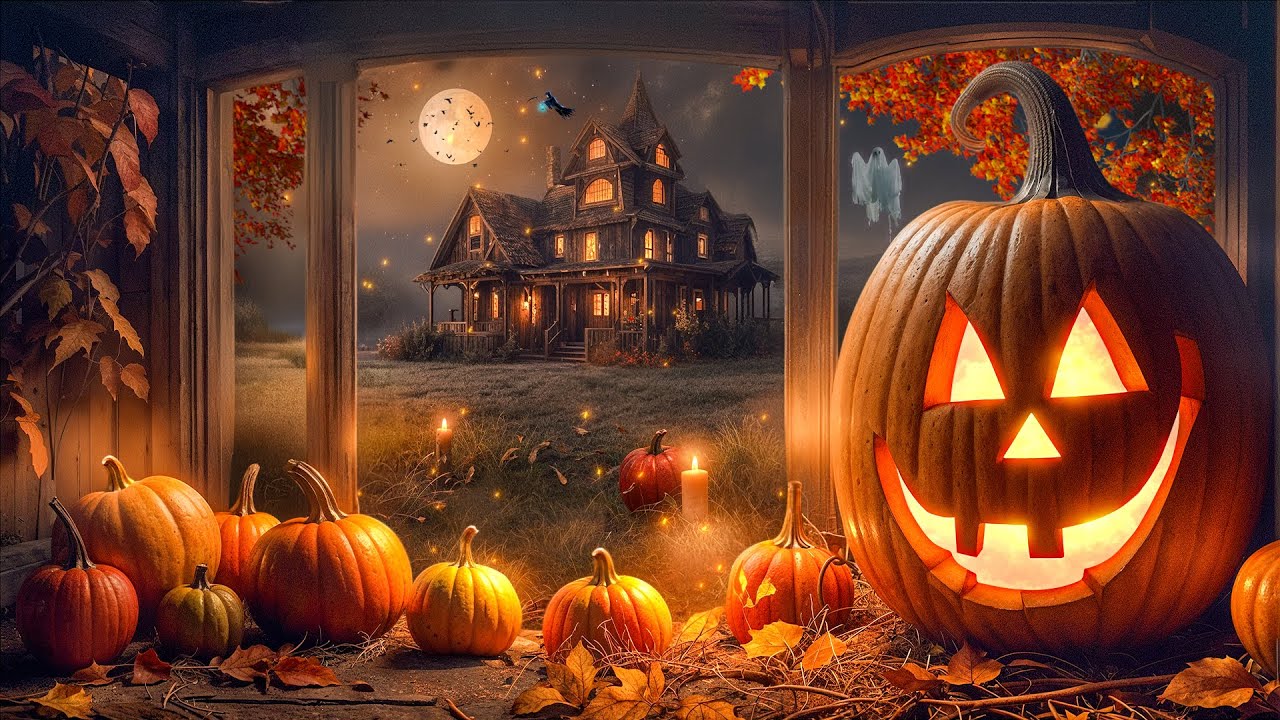Abandoned Autumn Halloween House 🎃 Relaxing Halloween Music 👻 Spooky ...