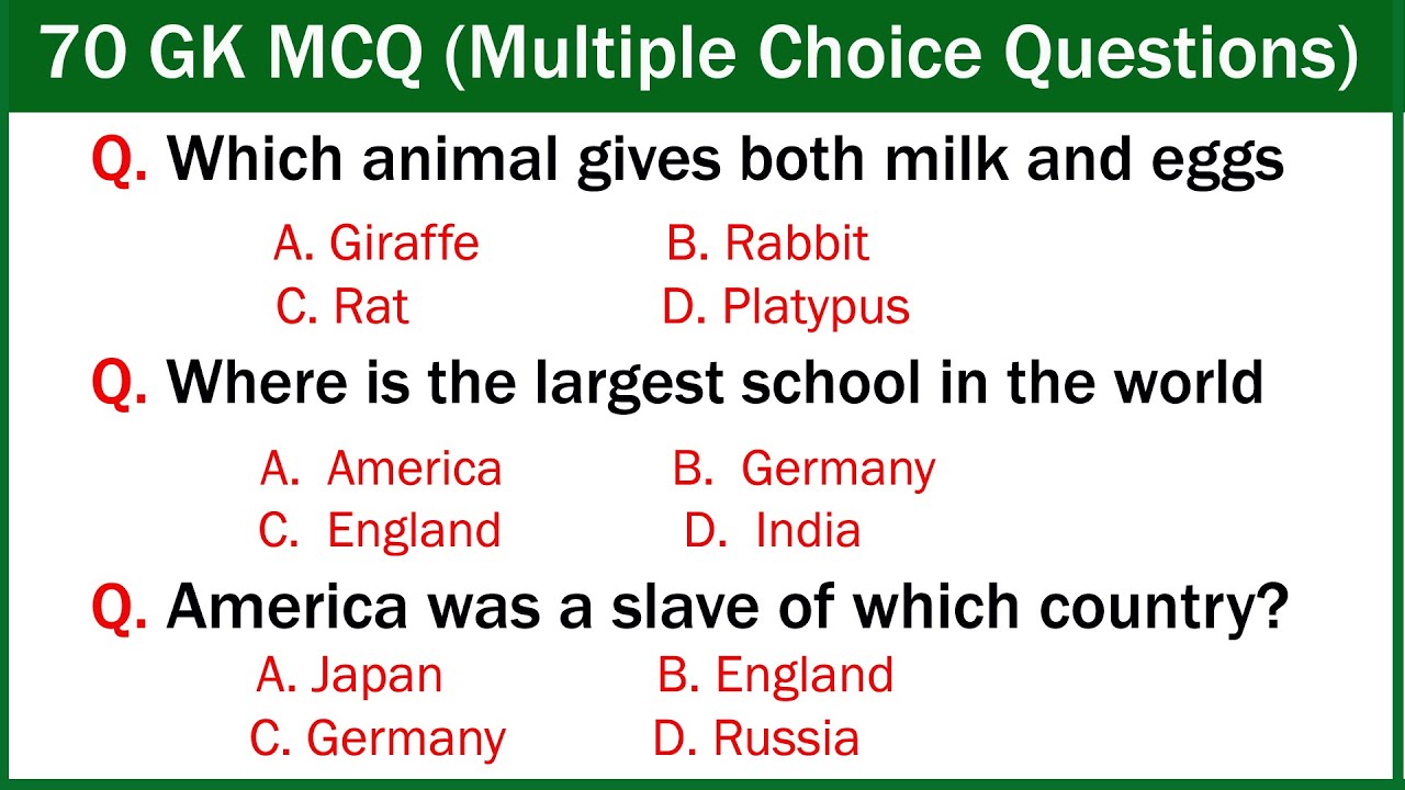 70 GK Questions - General Knowledge questions with answers - GK MCQ ...