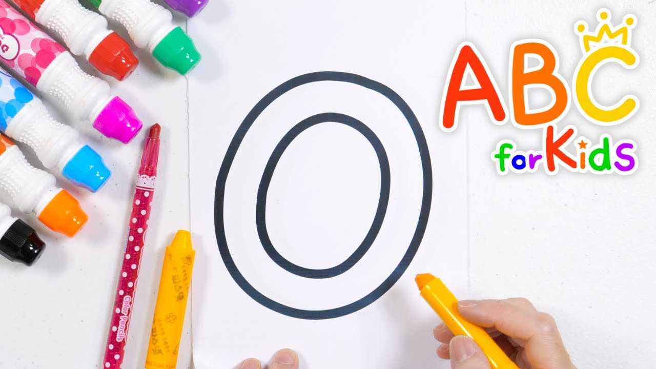ABC for kids | Learn the alphabet O by writing and coloring it with red ...