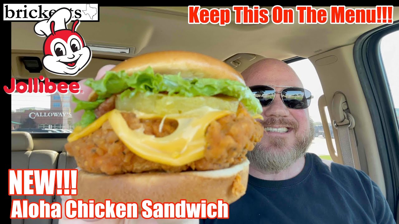 Jollibee NEW Aloha Chicken Sandwich REVIEW- brickeats - YouTube