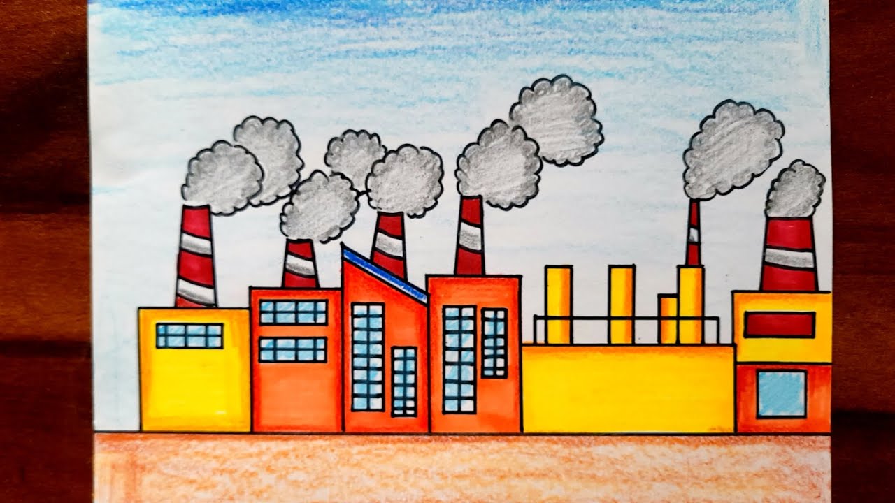 Air pollution drawing easy method | Factory Drawing | Stop Pollution ...