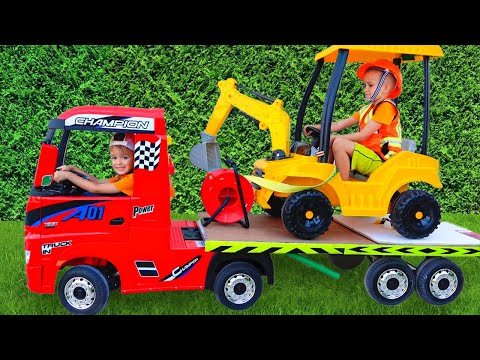 Niki ride on tow truck and play selling toy cars for kids