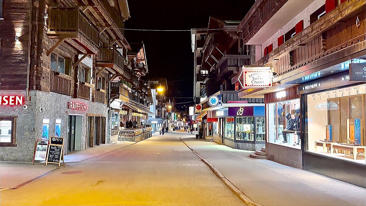 ZERMATT CITY NIGHT TIME VILLAGE WALK AROUNDS REVIEW SWITZERLAND 🇨🇭 ...